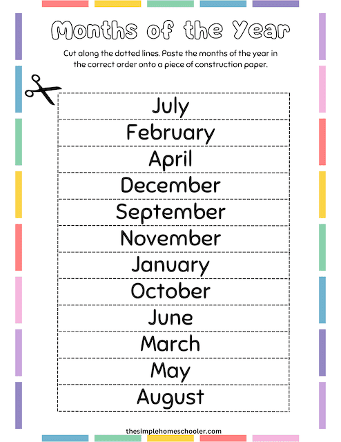 Months Of The Year In Order List