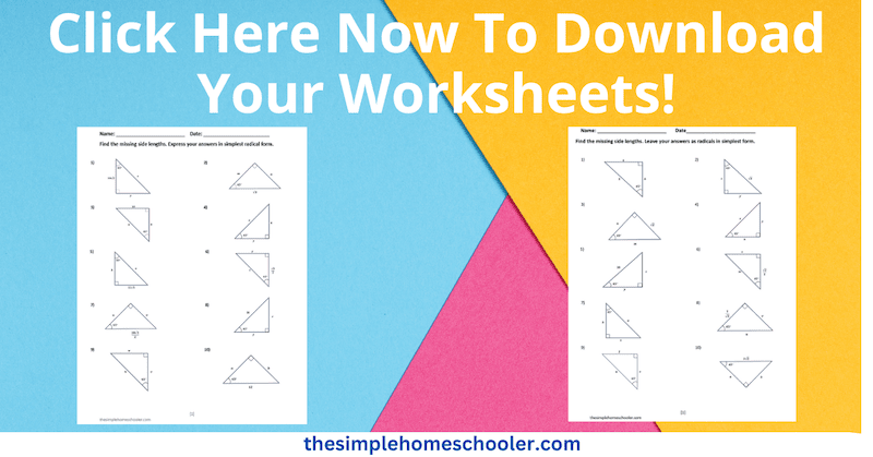 special triangles worksheet answer key